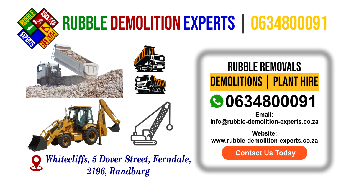 Book Now | Rubble | Demolitions | Plant Hire – 0634800091